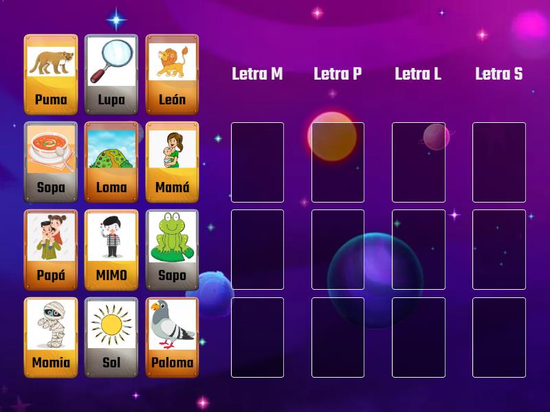 1ºA 1ºB "letras M-P-L- S" - Group sort