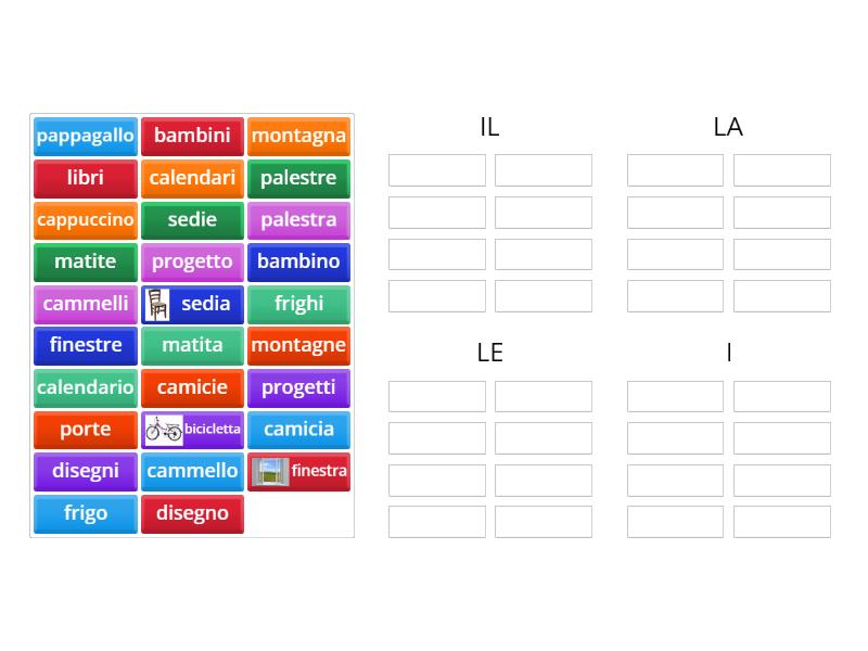 A1.1 - LA LE + IL I *the articles (the) - Group sort