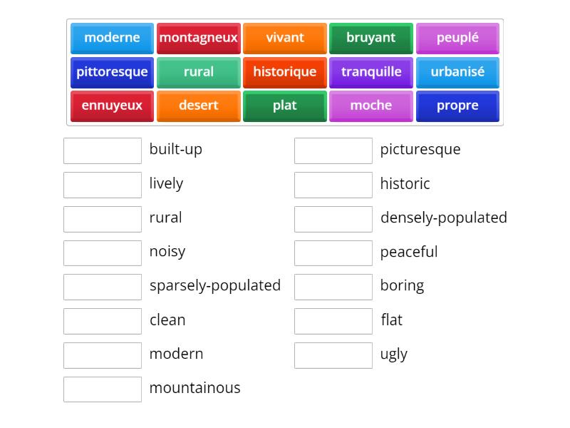 Year 8 French Module 3 adjectives - Match up
