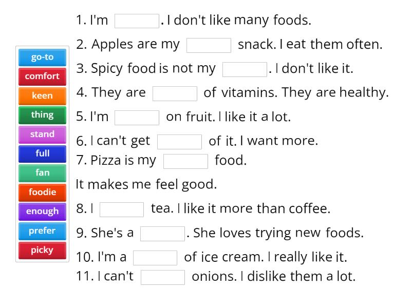 Eating habits - Complete the sentence