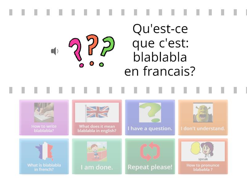 Les phrases utiles en classe de français - Znajdź parę