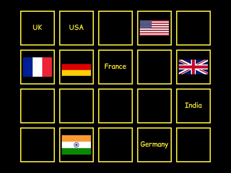 Country and National Flag - Matching pairs