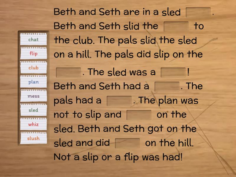 The Sled Club_L Blends - Complete the sentence