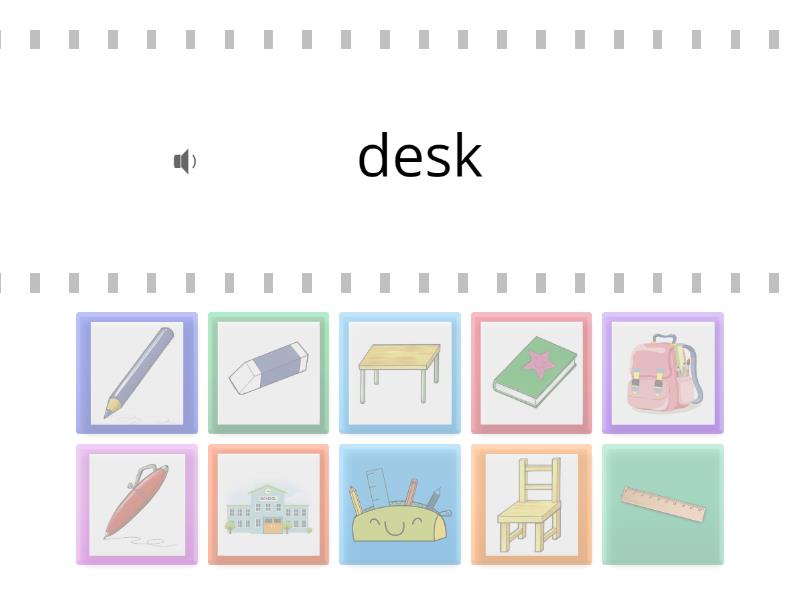 school objects 2 - Find the match