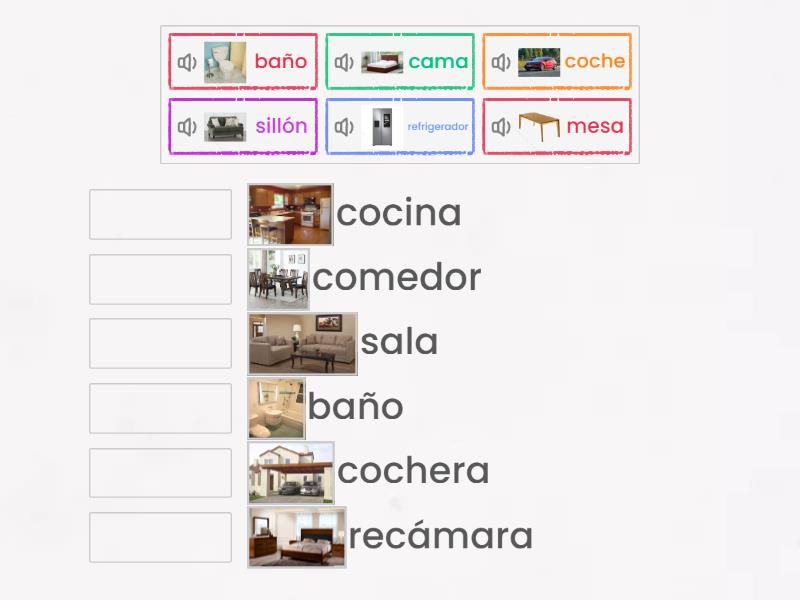 Relacionar (partes de la casa - objetos) - Match up Relacionar (partes de la casa - objetos) - Match up