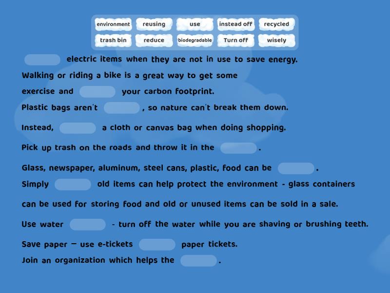 Eco-helpers Spotlight 7 - Complete the sentence