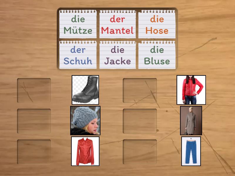 Match German Clothing Vocabulary - Match up
