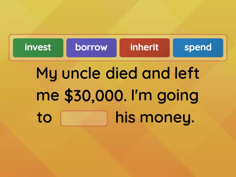 Money Vocabulary - Complete the sentence