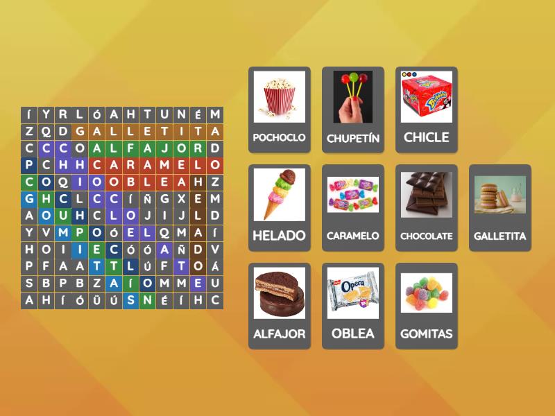 SOPA DE LETRAS - GOLOSINAS - Wordsearch