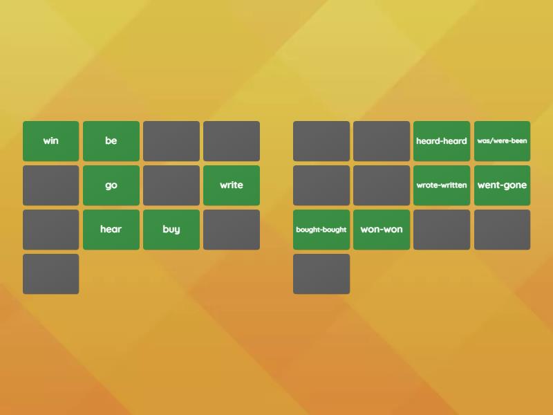 Memory game irregular verbs - Matching pairs