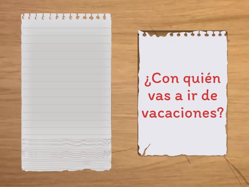 Mis gustos y planes para las vacaciones - Speaking cards