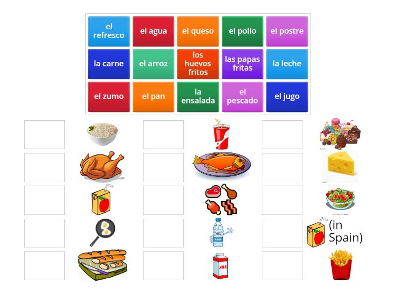 Las comidas y bebidas - Match up