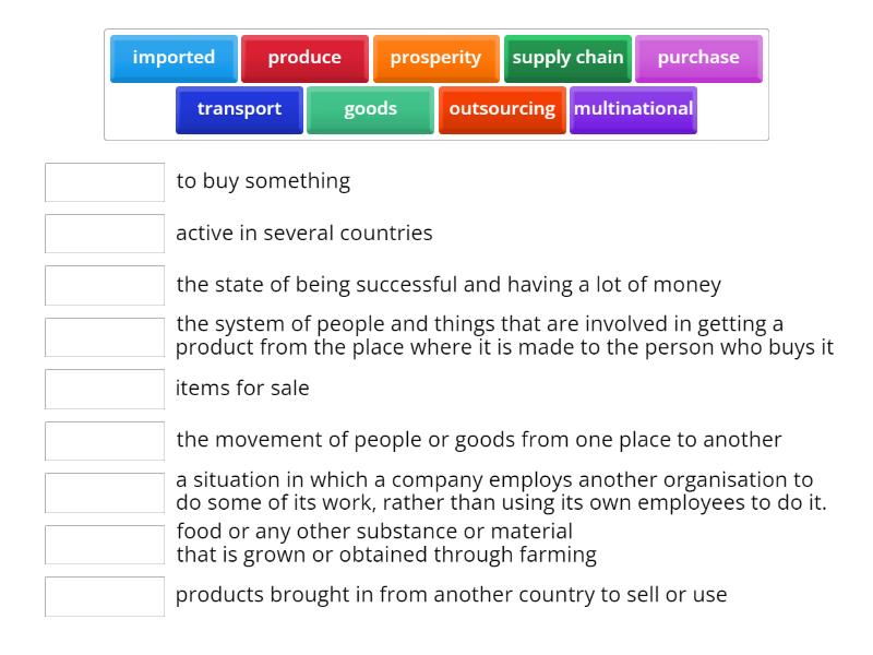 Unlock 4 LS Unit 1: Globalisation Vocabulary - Match up