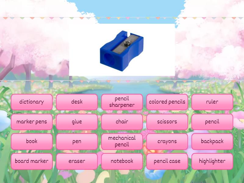 School Supplies - Vocabulary - Find the match