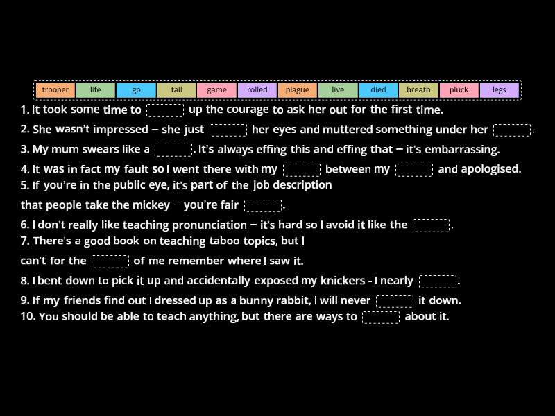 Embarrassing situations - Missing Word - Completa la oración