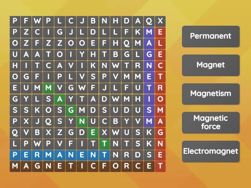 Magnetism - Wordsearch