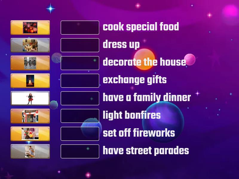 Spotlight 5 Unit 8a Celebrations - Match up