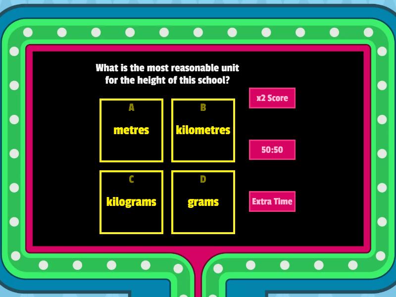 Measurement Review - Gameshow quiz