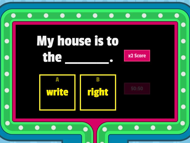 Homophones: write/right - Gameshow quiz