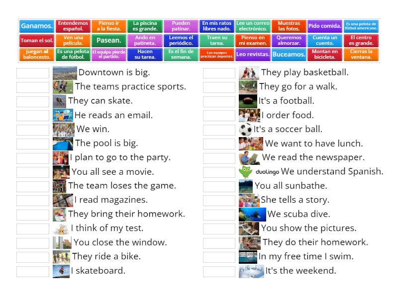 Senderos 1 - Lesson 4 (3) - Los pasatiempos - Match up