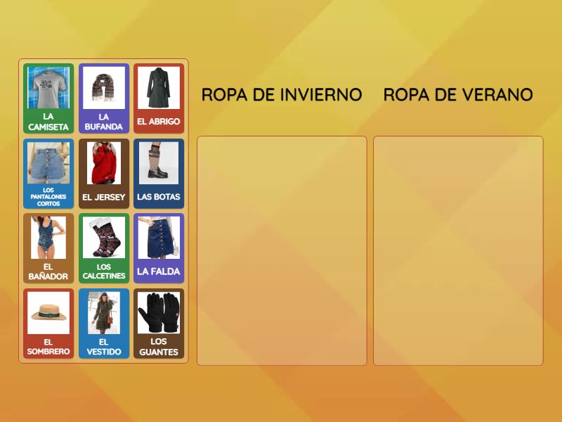 ¿QUÉ ROPA NOS PONEMOS EN ..? - Group sort