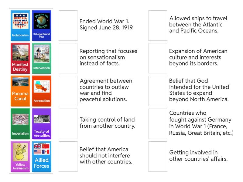 Unit 5: WW1 - Match up