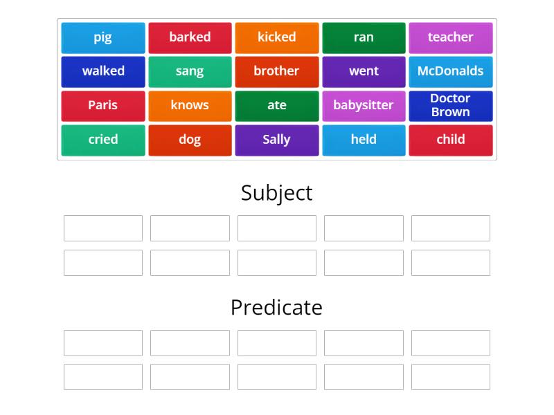Subject and Predicate - Group sort