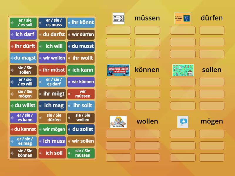 Modalverben (verbi modali) - Group sort