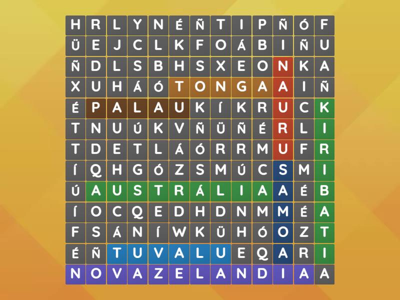 Oceania - Wordsearch