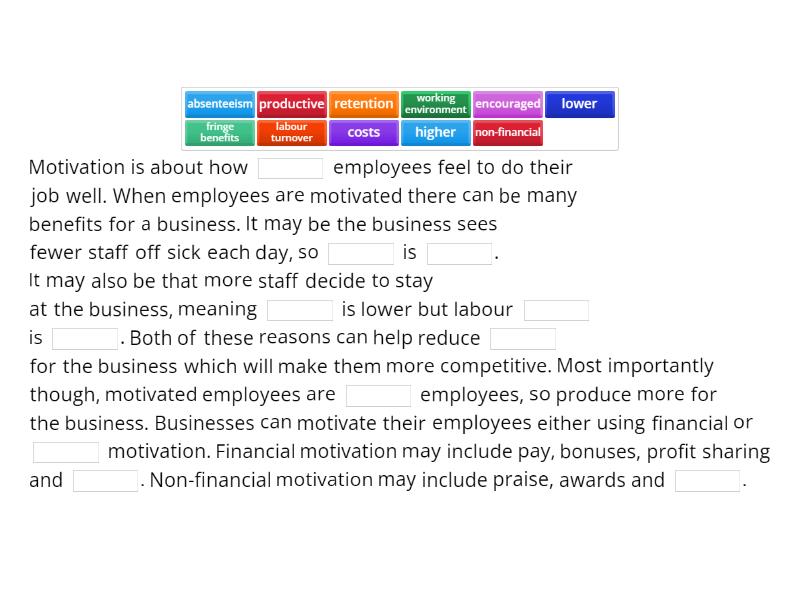 Importance of Motivation - Complete the sentence