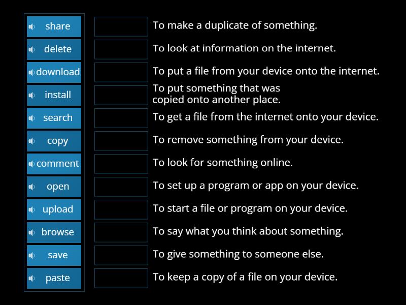 Using the Internet: Verbs - Match up