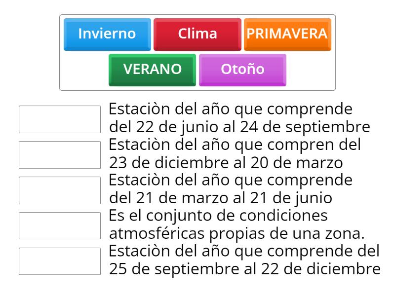 Las estaciones del año - Match up