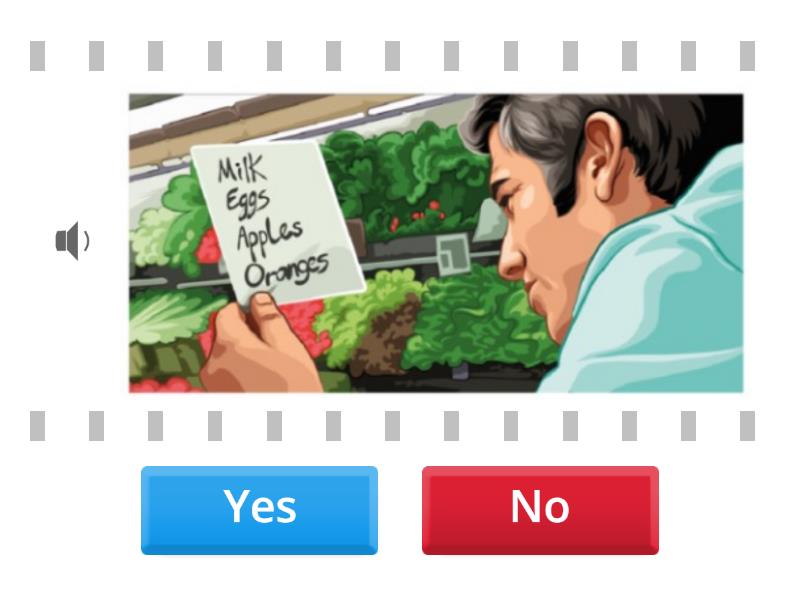 Shopping list: listening practice - True or false