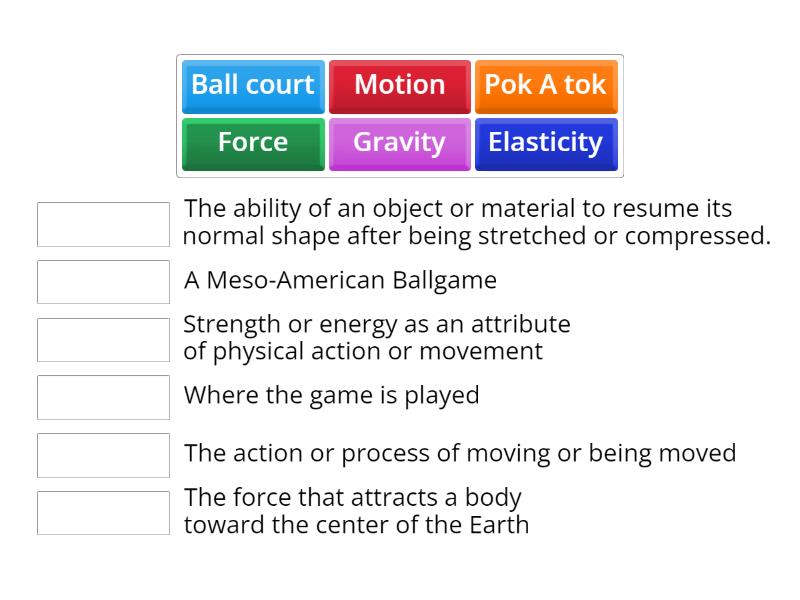 Pok A Tok Vocabulary - Match up