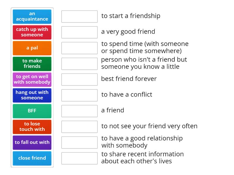 Friendship Vocabulary - Match up