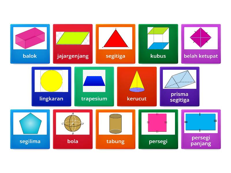 mengenal bentuk bentuk bangun ruang dan bangun datar - Fichas giratorias