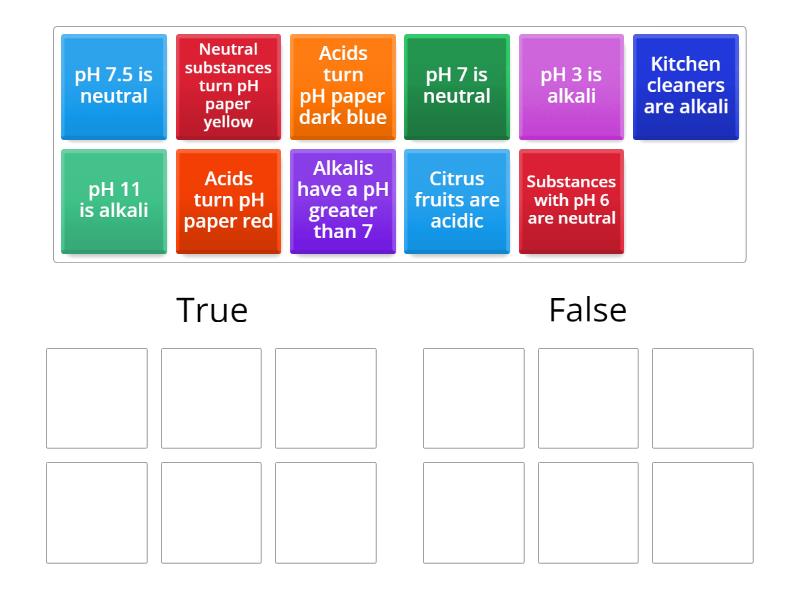 True False pH Scale 2 - Group sort
