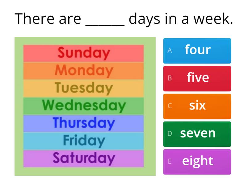DAYS OF THE WEEK - Quiz