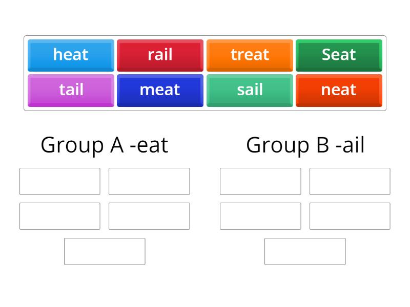 phonics -eat + -ail - Group sort