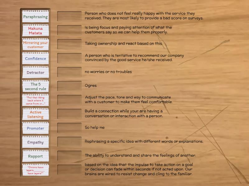 Definition test - Match up