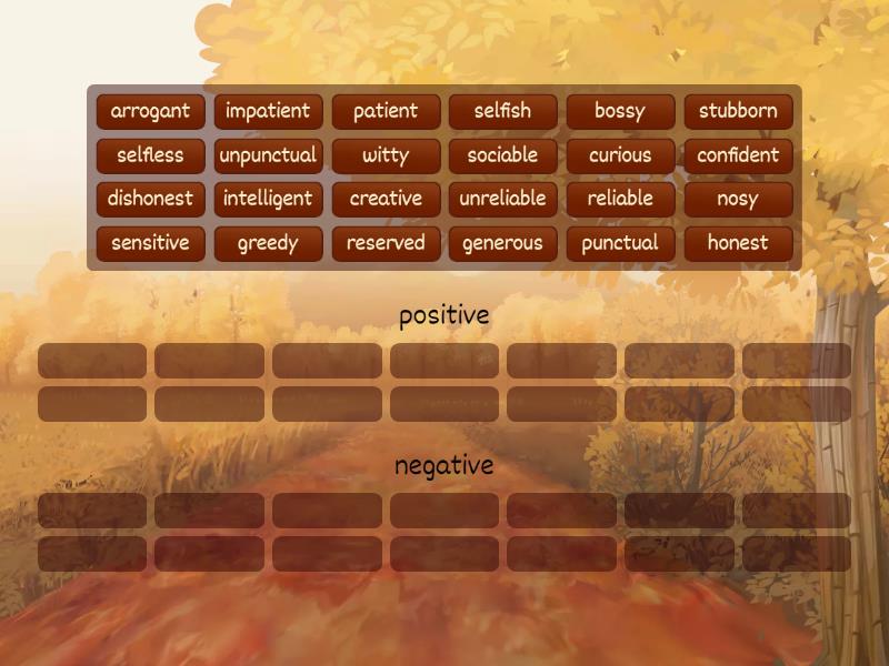English 7 unit 2 lesson 1 adj positive/negative - Group sort