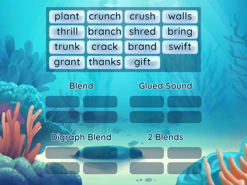 Blends and Glued Sounds Word Sort - Group sort