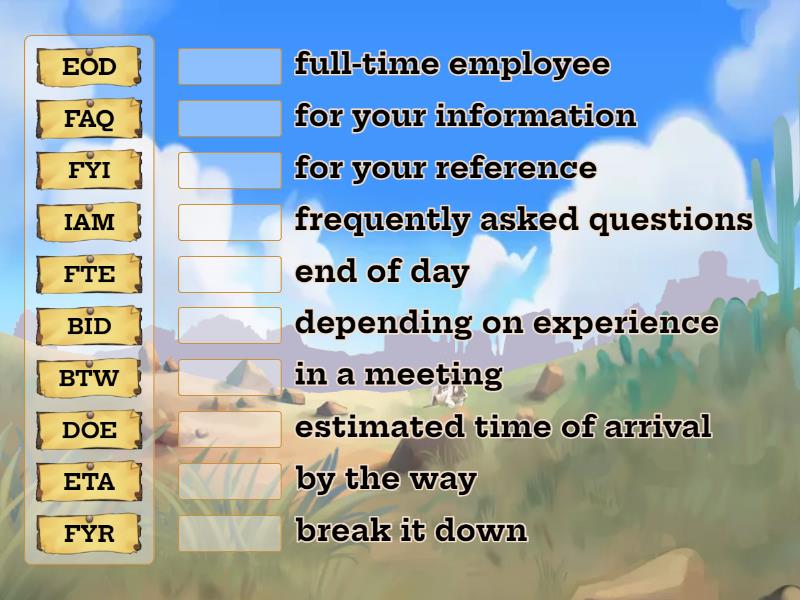 English Abbreviations - Match up