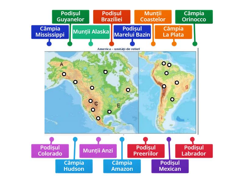 America - Relief - Labelled diagram