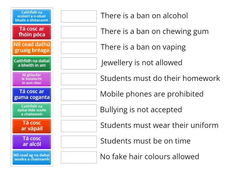 Rialacha na scoile - Match up