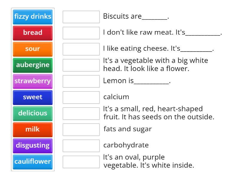 describing food and drink - Match up