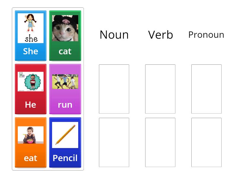 Nouns, Verbs & Pronouns - Group sort