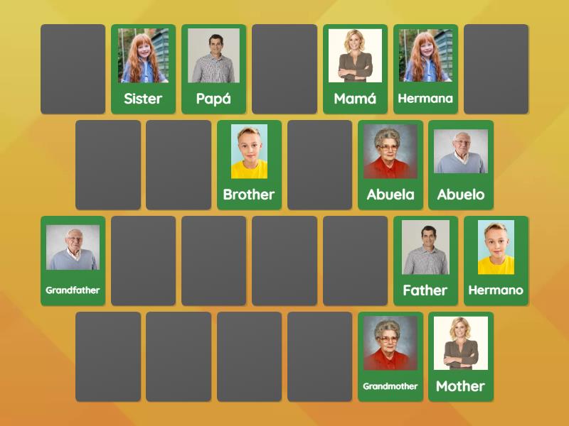 Memory Game - Family members (Eng-Esp) - Matching pairs