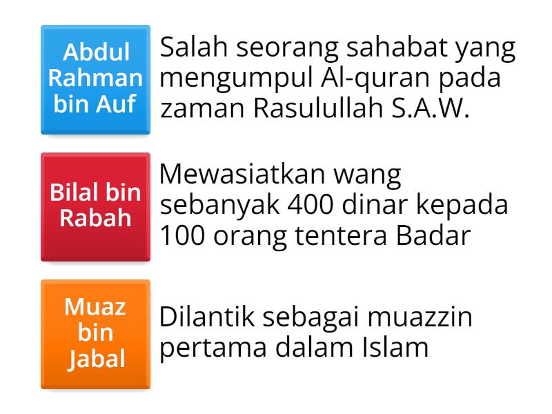 Tokoh Sahabat Tingkatan 3 - Match up