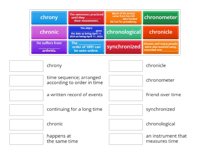 Chron- root word (Time) - Match up